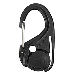 Nite Ize CamJam Cord Tightener - Tie Down Cam Mechanism with Carabiner Clip - Plastic Carabiner & Stainless Steel Lock - Utility Rope & Cord Tightener - Camping Accessory - Black