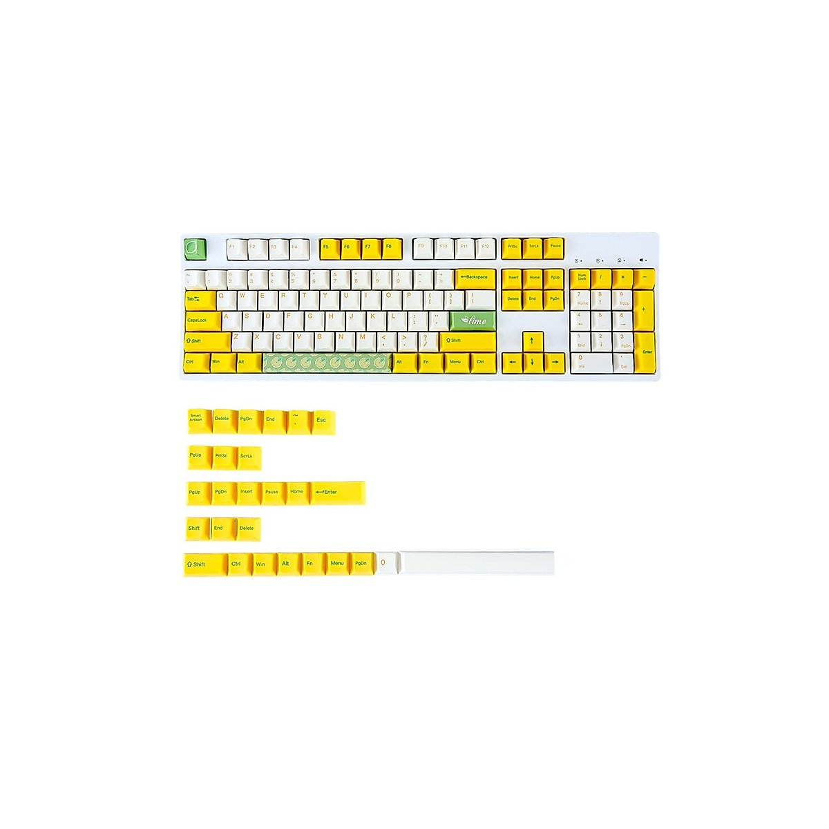 104 + 27 Keycap Set, Dye-Sublimation PBT Keycaps, Cherry Profile Custom Keycaps for DIY Cherry MX Mechanical Gaming Keyboards, Lemon Lime