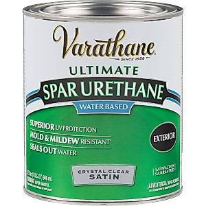 Varathane 250241H Ultimate Water-Based Spar Urethane, Quart, Crystal Clear Satin