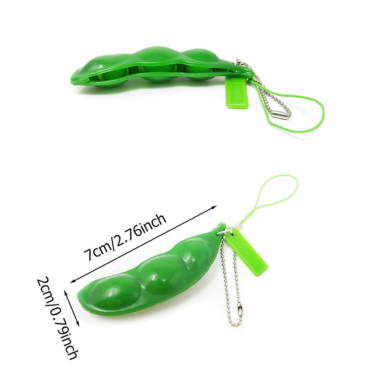 Honbay 6PCS Pea Pod Decompression Toy Squeeze Beans Peapod Fidget Toy Extrusion Edamame Pea Keychain Keyring Stress Relieving Keychain Toys