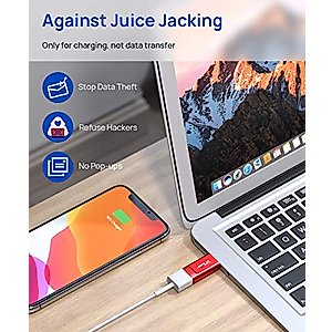 JSAUX USB Data Blocker, (4-Pack) USB-A Defender Only for Quick Charge, Protect Against Juice Jacking, Refuse Hacking Provide Safe Charging- Red