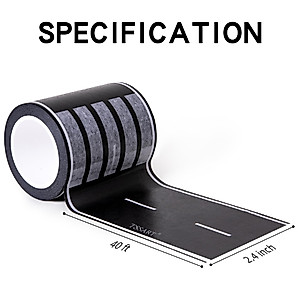 TSSART Roadway Tape - Black Residue Free Road Car Track Tape for Kids Birthday Party Racing Party Decoration - 2.4 Inch Wide 40 FT Long
