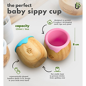Bamboo Baby and Toddler Sippy Cup - 5 Oz Eco-Friendly Dinky Cup with Cute Silicone Drip Rim for Teeth and Gum Protection - Ideal Toddler Transition Cup (Orange)