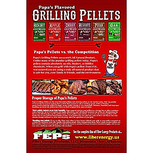 Papa's Premium All Natural Apple Wood Grilling Smoking Pellets Blended with Red and White Oak for Authentic Wood Smoked Flavor