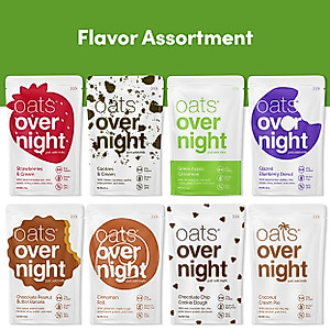 Oats Overnight - Party Variety Pack (8 Meals PLUS BlenderBottle ) High Protein, Low Sugar Breakfast Shake - Gluten Free, Non GMO Oatmeal (2.7oz per meal) Strawberries & Cream, Green Apple Cinnamon & More.