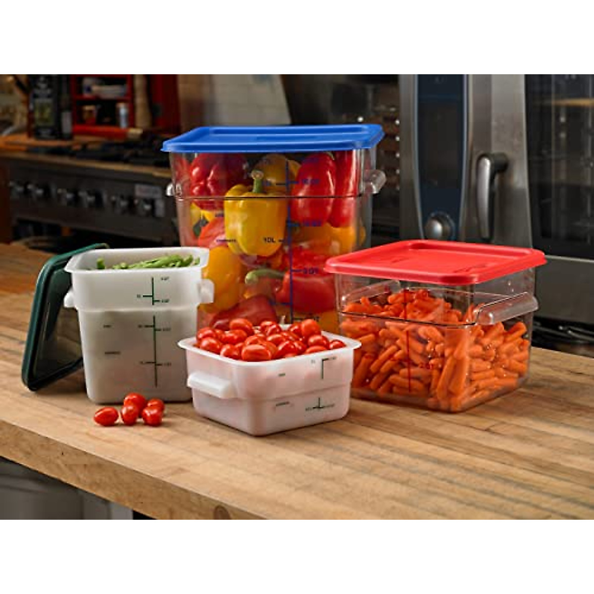 Carlisle FoodService Products Squares Square Food Storage Container with Stackable Design for Catering, Buffets, Restaurants, Plastic, 4 Quarts, White