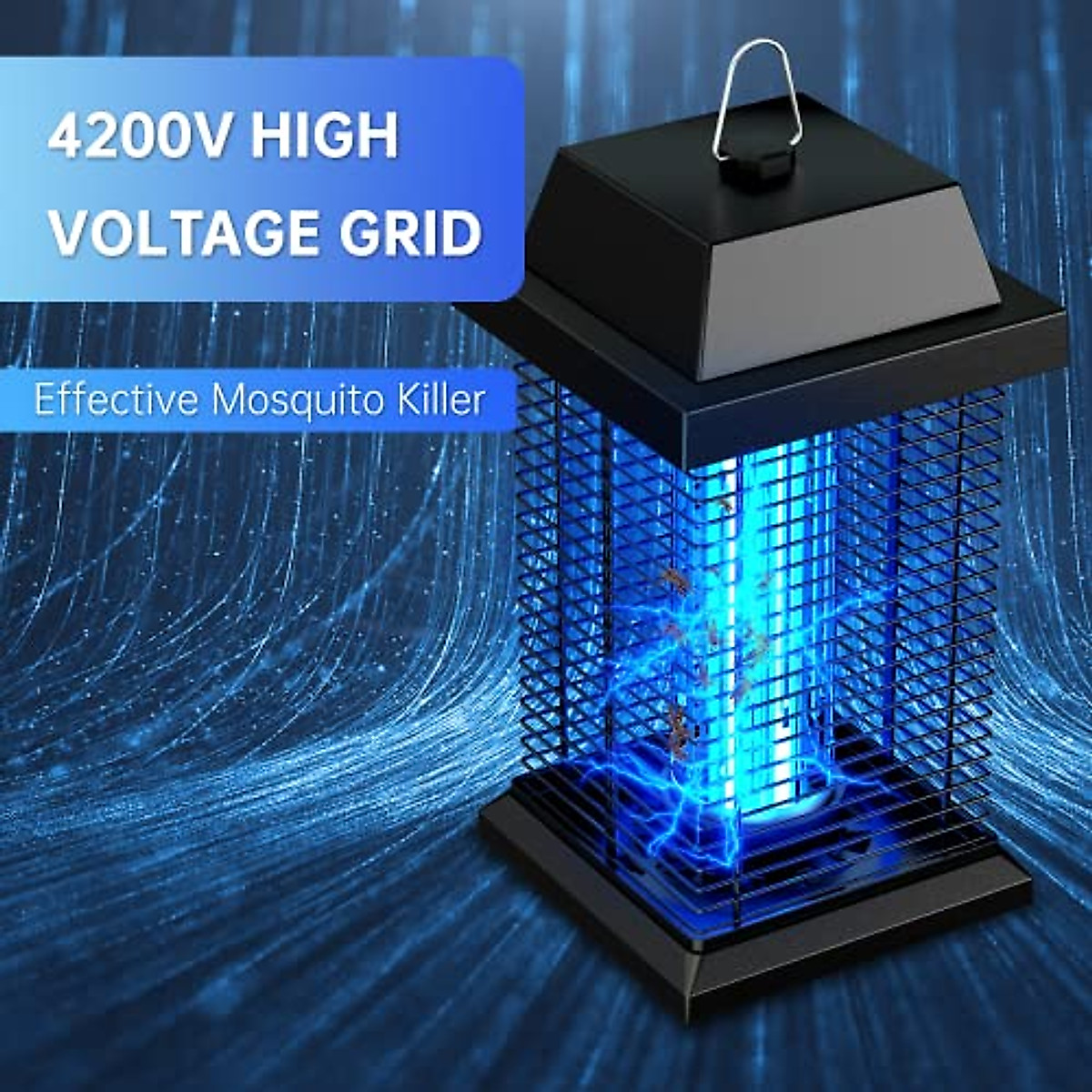 WVV Bug Zapper, 4200V Electric Mosquito Zappers Killer ,Electronic Light Bulb Lamp for Outdoor and Indoor (Metal A)