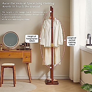 Aibiju Coat Rack Tree Stand with Very Sturdy Base, Freestanding Small Clothes Rack Heavy Duty, Garment Hanging Racks for Kids and Adults, Space Saving Brown USYD-203