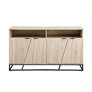 Walker Edison Bristol Angled 4 Door-Sideboard for TVs up to 65 Inches, 58 Inch, Birch