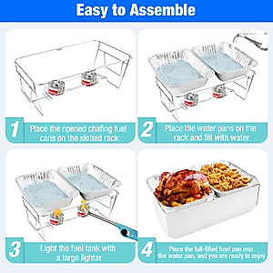 Restlrious Chafing Wire Rack Stand for Buffet Set, 4 Pack Full Size Disposable Chafing Dish Rack, Foldable Buffet Serving Stand for Food Warmer, Collapsible for Easy Storage & Reuse for Party Event