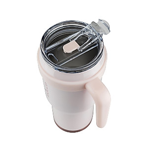 REDUCE 40 oz Tumbler with Handle and Straw, Stainless Steel with Sip-It-Your-Way Lid - Keeps Drinks Cold up to 34 Hours - Sweat Proof, Dishwasher Safe, BPA Free - Pink Cotton, Opaque Gloss