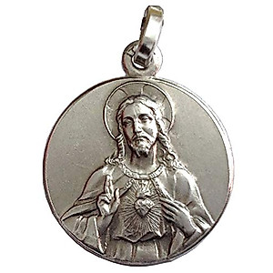 925 STERLING SILVER " THE SACRED HEART OF JESUS " MEDAL - 100% MADE IN ITALY