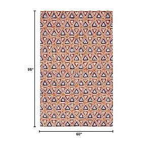 SAFAVIEH Trace Collection Area Rug - 5' x 8', Red & Navy, Handmade Wool, Ideal for High Traffic Areas in Living Room, Bedroom (TRC514Q)