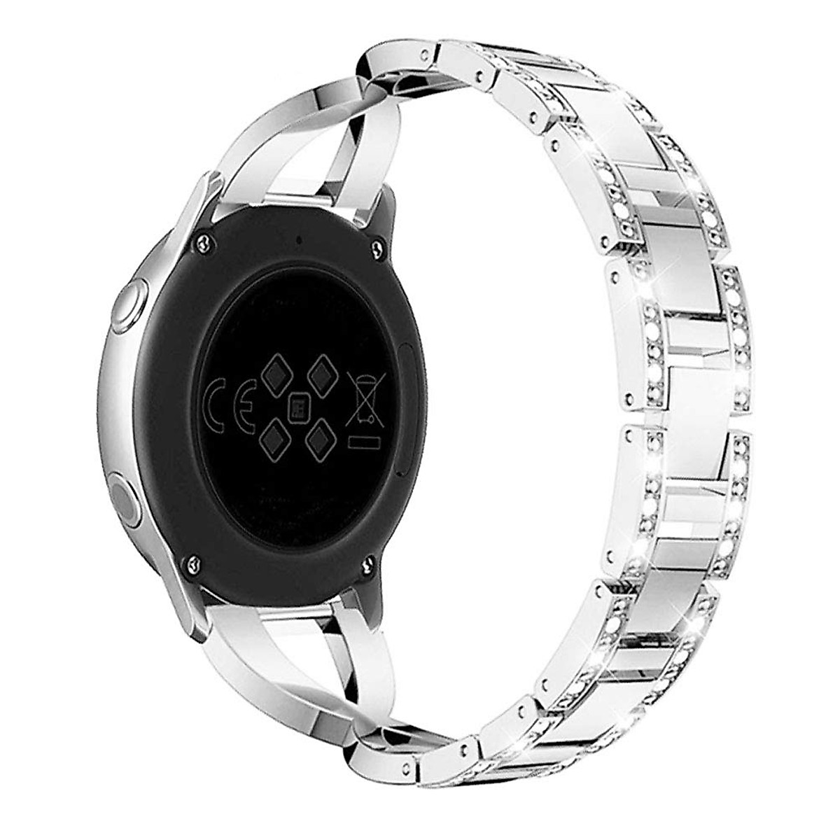 Sankel Bling Bands Compatible for Samsung Galaxy Watch 7 6 5 4 Band 40mm 44mm, Galaxy Watch 5 Pro 45mm/6 4 Classic 42mm 46mm 43mm 47mm/Active 2, 20mm Stylish Metal Wristband Women (Silver)