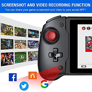 NinjaPlusOX Switch Controller for Nintendo Switch, Switch Pro Controller Wired Connection With Gyro Sensor, Double Vibration and Screenshot Functions, 6 PCS Replacement Joystick Caps