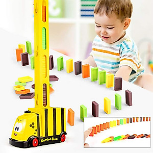 Domino Train, 209 PCS Automatic Electric Dominoes Train Set with 3 Add-on Machine Blocks Toys Educational Building Blocks STEM Toys for Kids 3-8 Year Old Boys and Girls