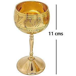 Akanksha Arts Pair of Shot Glasses - Each Glass 2 Oz - Made of Brass - Glittering Gold