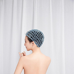 Framendino, 3 Pack Mesh Crochet Hair Net Rayon Knit Snoods Hat Thick Hairnet Snood Cover Ornament for Night Sleeping Hair Accessories (Blue & Black & Khaki)