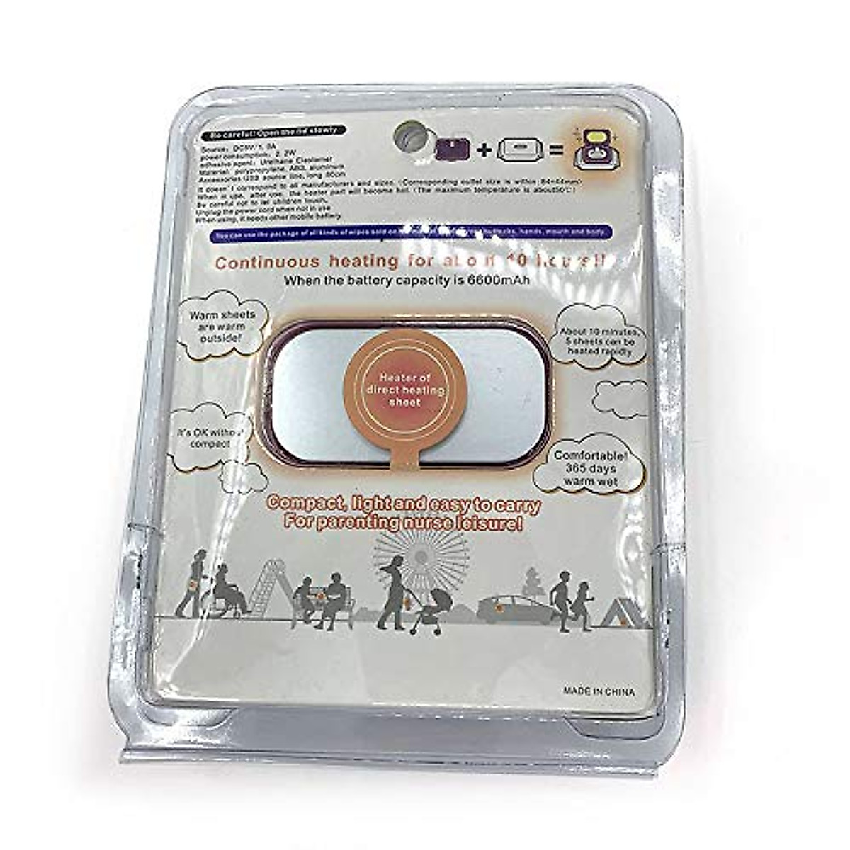 CMDHY Portable Baby Wipe Warmer with USB Power, Perfect for Baby Diaper Change,Travel,Car,On The Go, BLUE, 7.68in*6.18in*1.3in