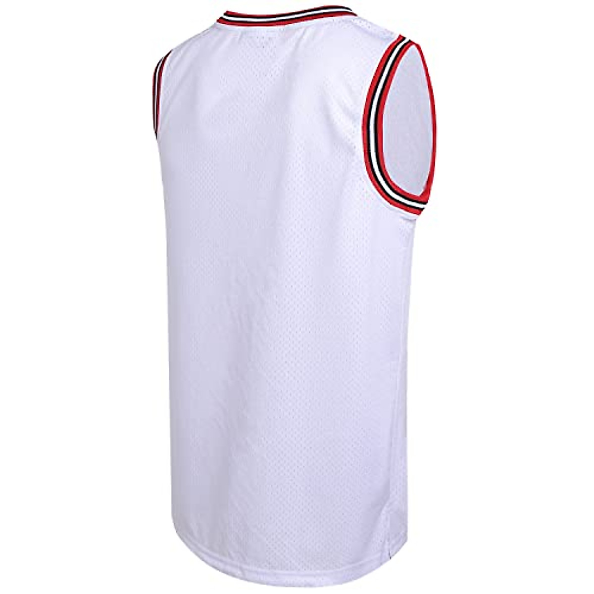 DEHANER Basketball Jersey Shirt for Men Women Mesh Athletic Sports Uniforms Retro Classic Tank Tops,Red Neckline-White Jersey,Men Size X-Large