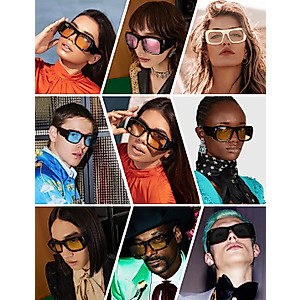 TIANYESY Y2K Sunglasses for Women Men Fashion Visor Sun Glasses Stylish Square Designer Shades (Yellow)