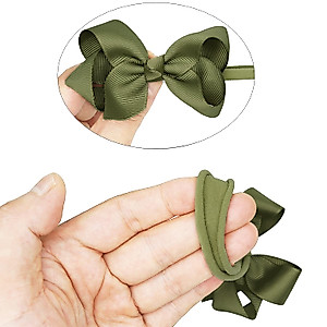 CellElection 25 Colors Baby Girls Headbands 3Inch Grosgrain Ribbon Small Hair Bows Nylon Headbands Soft Stretch Nylon Hairbands Elastics for Newborns Infants Toddlers Kids Children