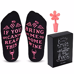 Cavertin Women's Mom Grandma Retirement Dentist Teacher Nurse Socks with Gift Box Gifts for Her (Wine)