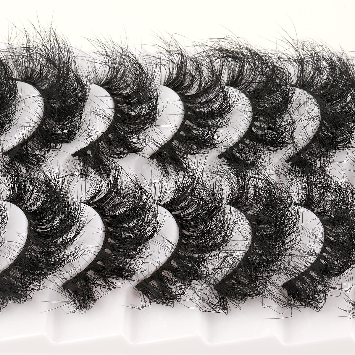 Mink Lashes D Curl Lashes Strips Fluffy False Eyelashes Full Volume Messy Fake Lashes 10 Pairs 5 Styles Mink Lash Pack