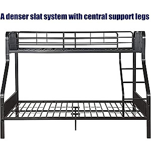 ZEKOLO Upgraded Version & Stronger Steel Bunk Bed Twin XL Over Queen with Safer Guardrails and Ladder, Thickend More Stable Metal Twin XL Over Queen Bunkbeds, Gunmetal (Easier to Assemble)