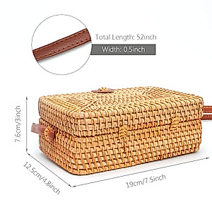 CrazyPiercing Wicker Square Crossbody Rattan Bag, Women Boho Bag Clutch Woven Handbag