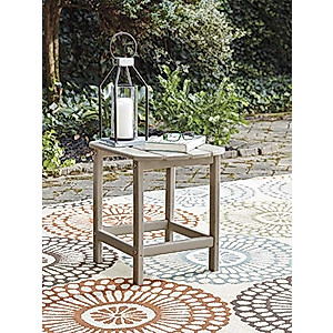 Signature Design by Ashley Sundown Treasure Outdoor Patio HDPE Weather Resistant End Table, Brown