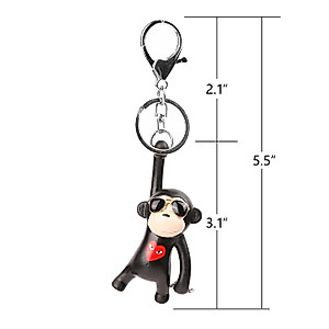 YGMONER Monkey Sunglass Keychains Car Keys Holder Backpack Pendant （Black）