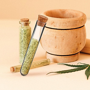 Baluue 100pcs Glass Test Tubes with Cork Stoppers, Clear Hard Test Tubes Scientific Experiments, 12 x 75mm Plastic Lab Tubes for Scientific Experiments with Brushes