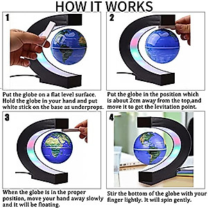 Floating Globe Magnetic Levitating Globe Cool Gadgets Gifts Office Decor for Men Fun Tech Gifts Magnetic Floating Globe Spinning Globe with LED Light