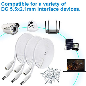 SIOCEN【3-Pack 20ft DC Power Extension Cable,5.5mm x 2.1mm 12v Extension Cord Security Camera Power Cable Male to Female for CCTV IP Indoor Camera Dvr Standalone LED Strip,Supply Adapter