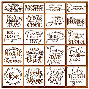 Word Stencils for Painting On Wood Sign Canvas Fabric, Reusable Welcome Farmhouse Burning Inspirational Art Craft Paint Stencil for Shirt Family Furniture Wall Card Making (20 Word 8in)
