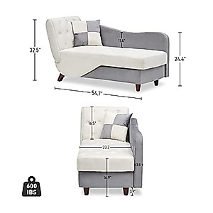 DAMAIFROM Adjustable Recling Chaise Lounge Indoor with Storage,Sleeper Sofa Bed,Lounge Chaise Armchair with Pillow,3 in 1 Velvet Futon Sofa Couch Bed for Living Room Bedroom(Beige)