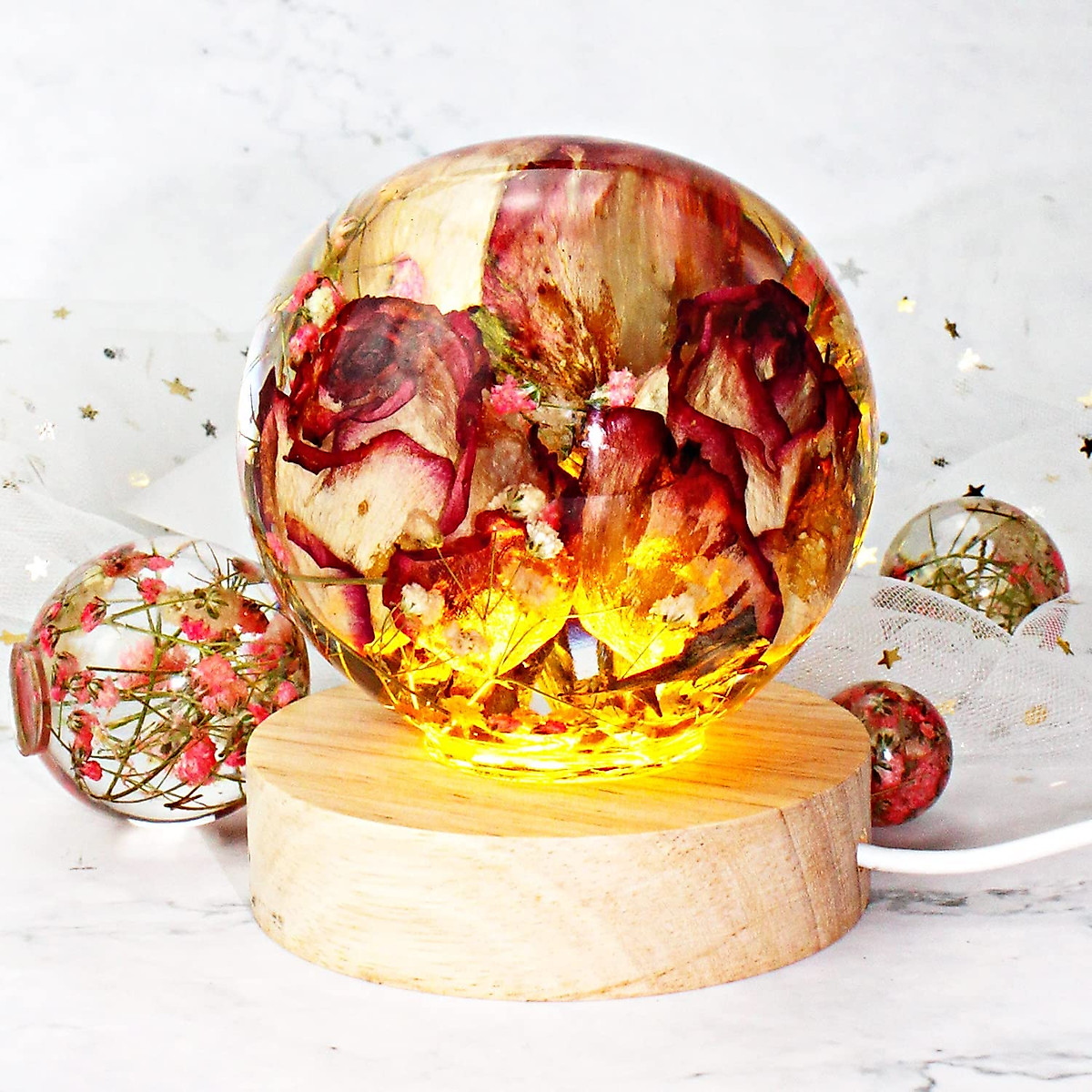 RESINWORLD Set of 4", 3", 2.5", 2", 1.7", 1.3", 0.9" Clear Silicone Sphere Molds, Large 3D Seamless Sphere Silicone Molds for Resin Casting, Round Ball Orbs Epoxy Resin Mold for Jewelry, Soap, Candle