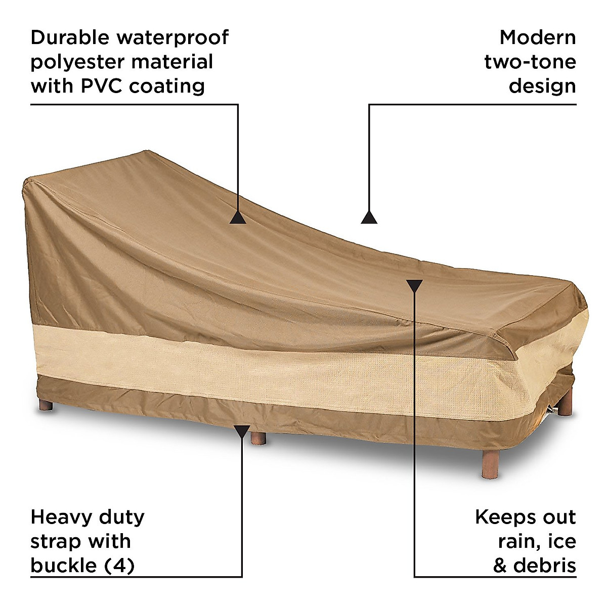AnyWeather AWPC04 Patio Chaise Lounge Outdoor Cover, Beige