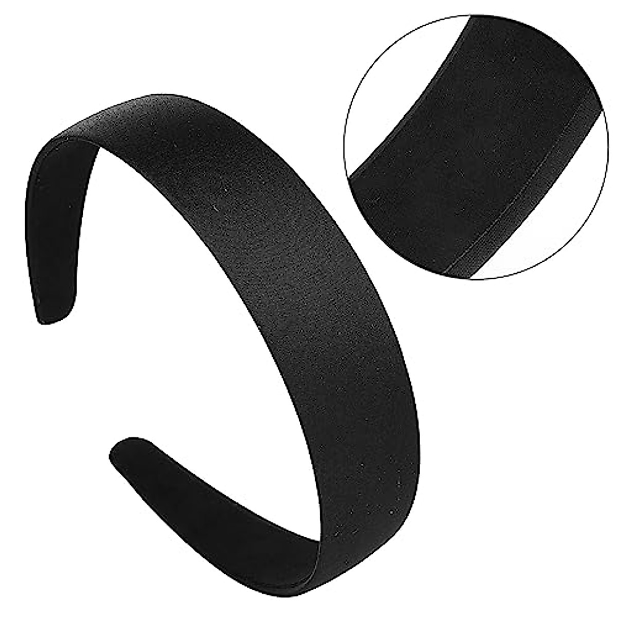 WLLHYF 2 Pieces Satin Headbands 1 Inch Wide Hard Head Band Fashion Solid Headband Anti-slip Plain Hair Bands Diy Hair Accessories for Women Girls Halloween Christmas Valentine's Day