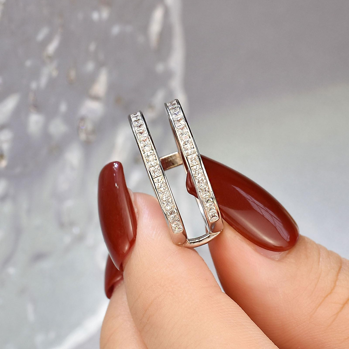 Wuziwen Vintage Princess Ring Enhancer for Women AAAAA CZ Wedding Band Set 925 Sterling Silver (Silver, 6)