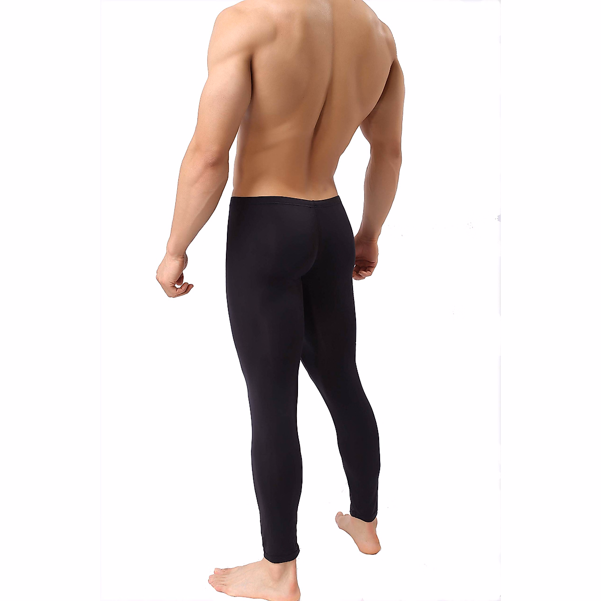 IYUNYI Mens Thin Ice Silk Compression Baselayer Thermal Long Johns Underwear Black