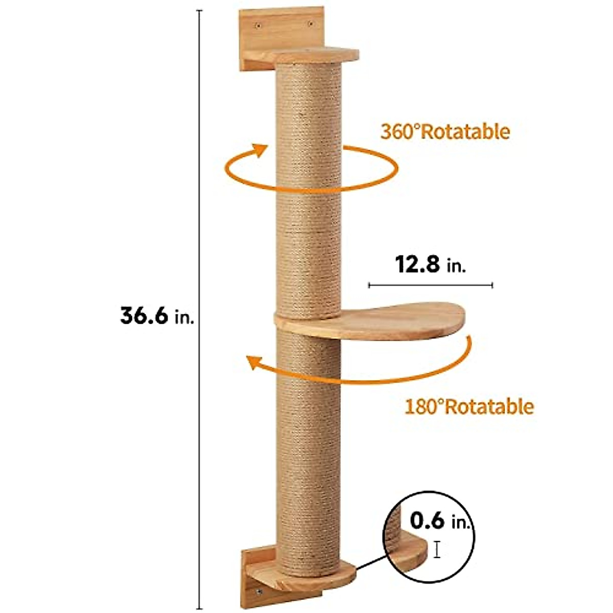 FUKUMARU Cat Activity Tree with Scratching Posts, Wall Mounted Jute Scratcher Pine Hammock (Cat Activity Tree-Updated)