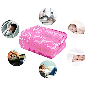Personalized Name Blankets for Baby Boy Girl Custom Super Soft Blankets with Name Text for Kids and Adults Personalized Baby Gifts Birthday for Daughter Son (Pink)