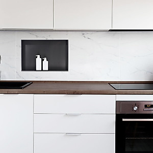 24 x16 Black Stainless Steel Shower Niche, Luckyhorse 24"x16"x4" Wall-Inserted Rectangular Bathroom Recessed Bathroom Shower Niche Shelf for Bathroom Storage