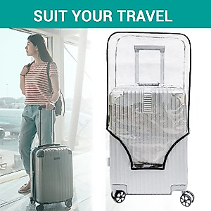 Clear Suitcase Cover - 20 24 26 28 30 Inch Waterproof PVC Suitcase Cover - Transparent Travel Suitcase Wrap - Protective Cover Case for Wheeled Luggage (28-Inch)