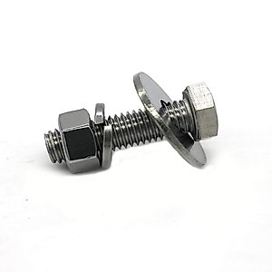 (10 Sets) 5/16-18x2" Stainless Steel Hex Head Screws Bolts, 5/16 Nuts, 5/16 Flat Washer & 5/16 Lock Washers, 18-8 (304) S/S, Fully Threaded by Bolt Fullerkreg