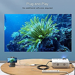 AuKing Mini Projector with Lightning to HDMI Adapter, Home Theater Video Projector for iPhone/iPad