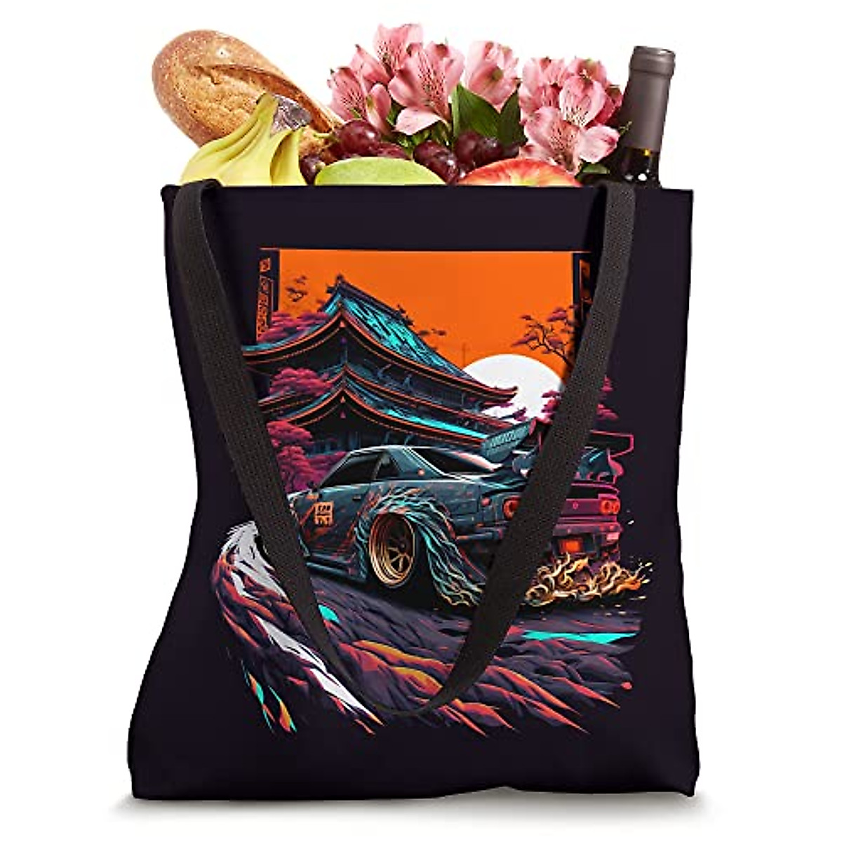 Japanese Retro Car Racing Drifting Art JDM Legend Tuning Tote Bag