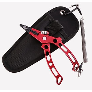Sxdthy Fishing Pliers, Aluminum Alloy Fishing Gear, Fishing Tools & Accessories with Safety Coiled Lanyard and Sheath for Fishermen (Color : Red)